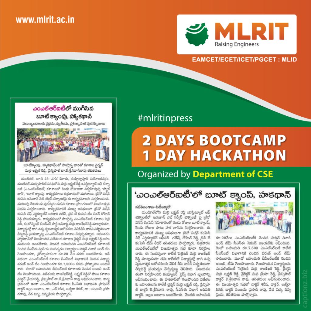 CSE Bootcamp and Hackathon - MLRIT